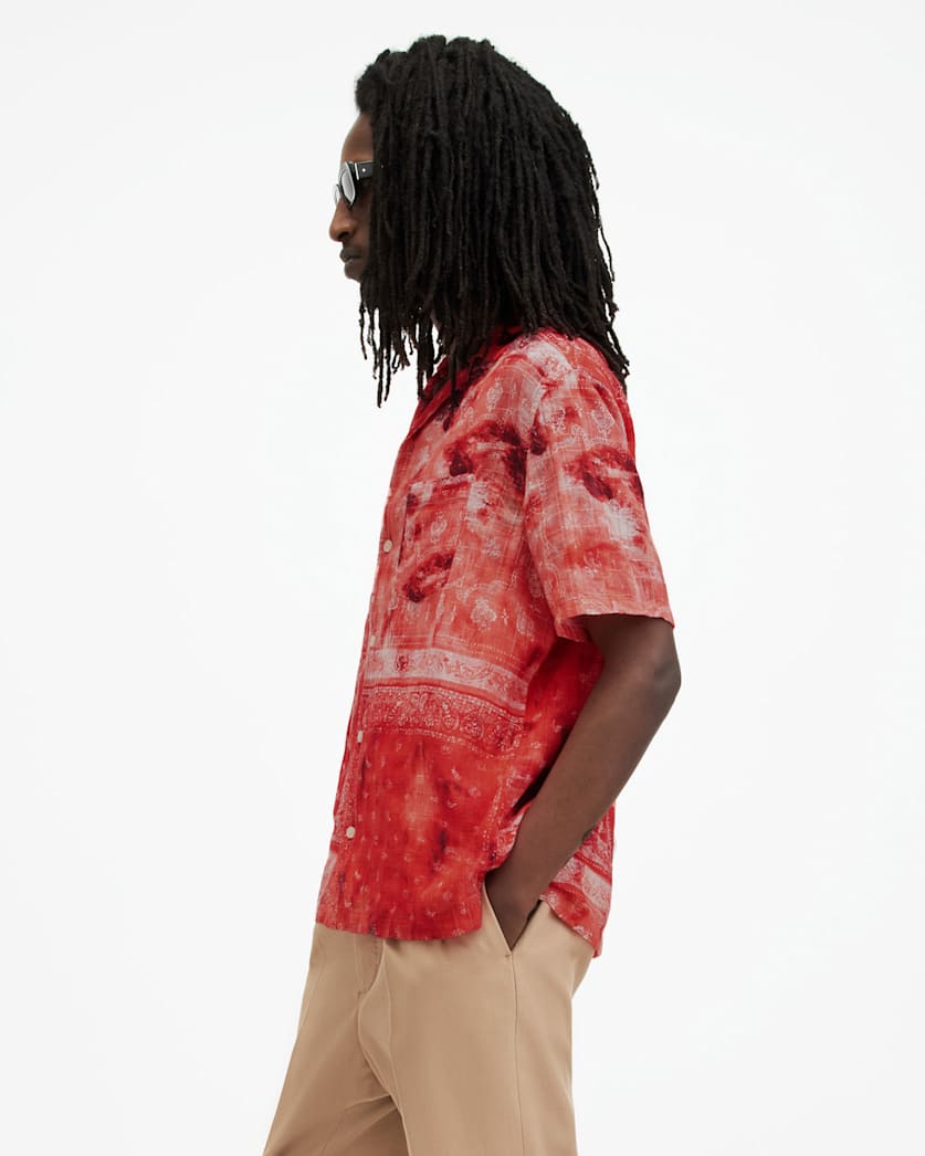 Tijuana Bandana Print Shirt APPLE RED | ALLSAINTS